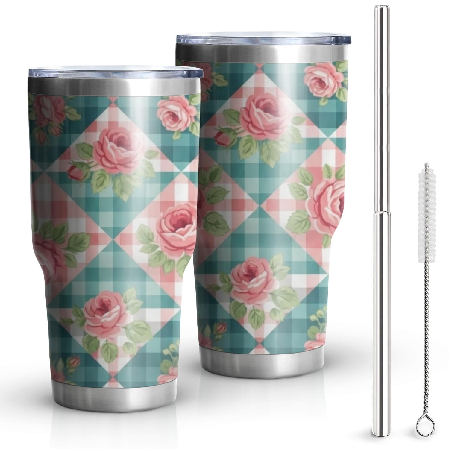 30oz Pioneer Flower Floral Print Pattern Tumbler, Double Wall Vacuum ...