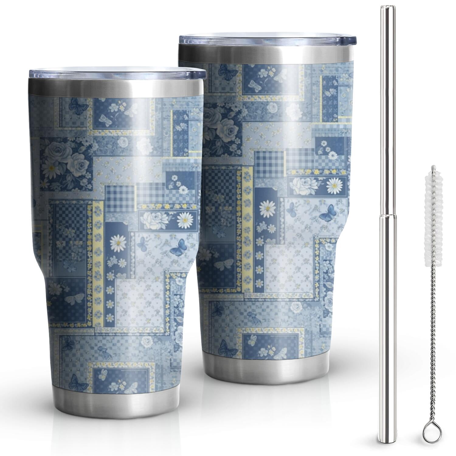 30oz Pioneer Flower Floral Print Pattern Tumbler, Double Wall Vacuum ...