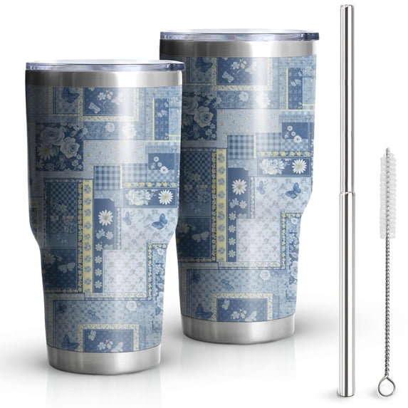 30oz Pioneer Flower Floral Print Pattern Tumbler, Double Wall Vacuum ...