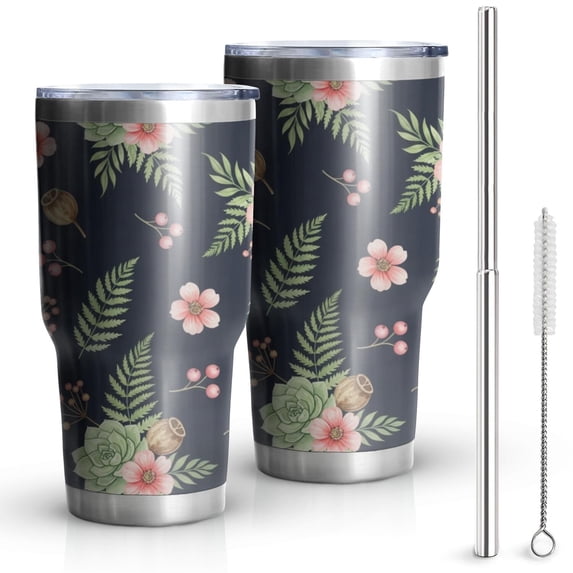 30oz Pioneer Flower Floral Print Pattern Tumbler, Double Wall Vacuum ...