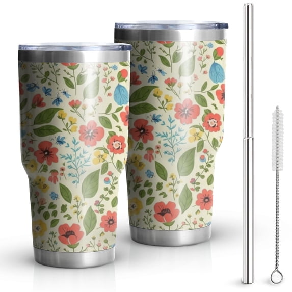 30oz Pioneer Flower Floral Print Pattern Tumbler, Double Wall Vacuum ...