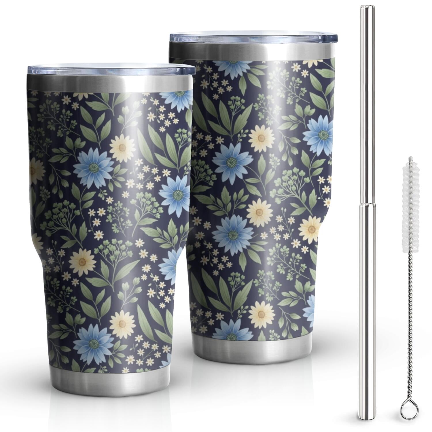 30oz Pioneer Flower Floral Print Pattern Tumbler, Double Wall Vacuum ...