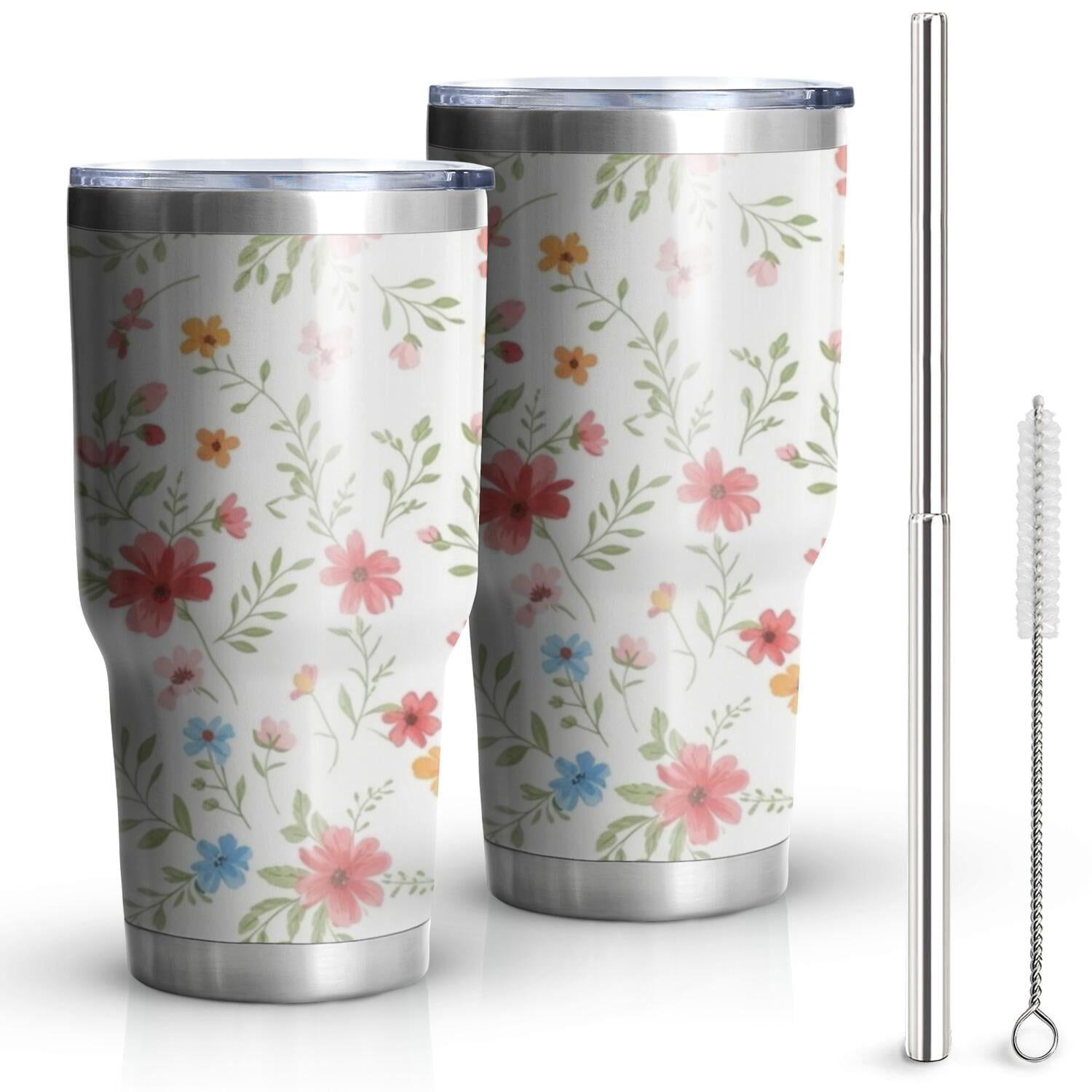 30oz Pioneer Flower Floral Print Pattern Tumbler, Double Wall Vacuum ...