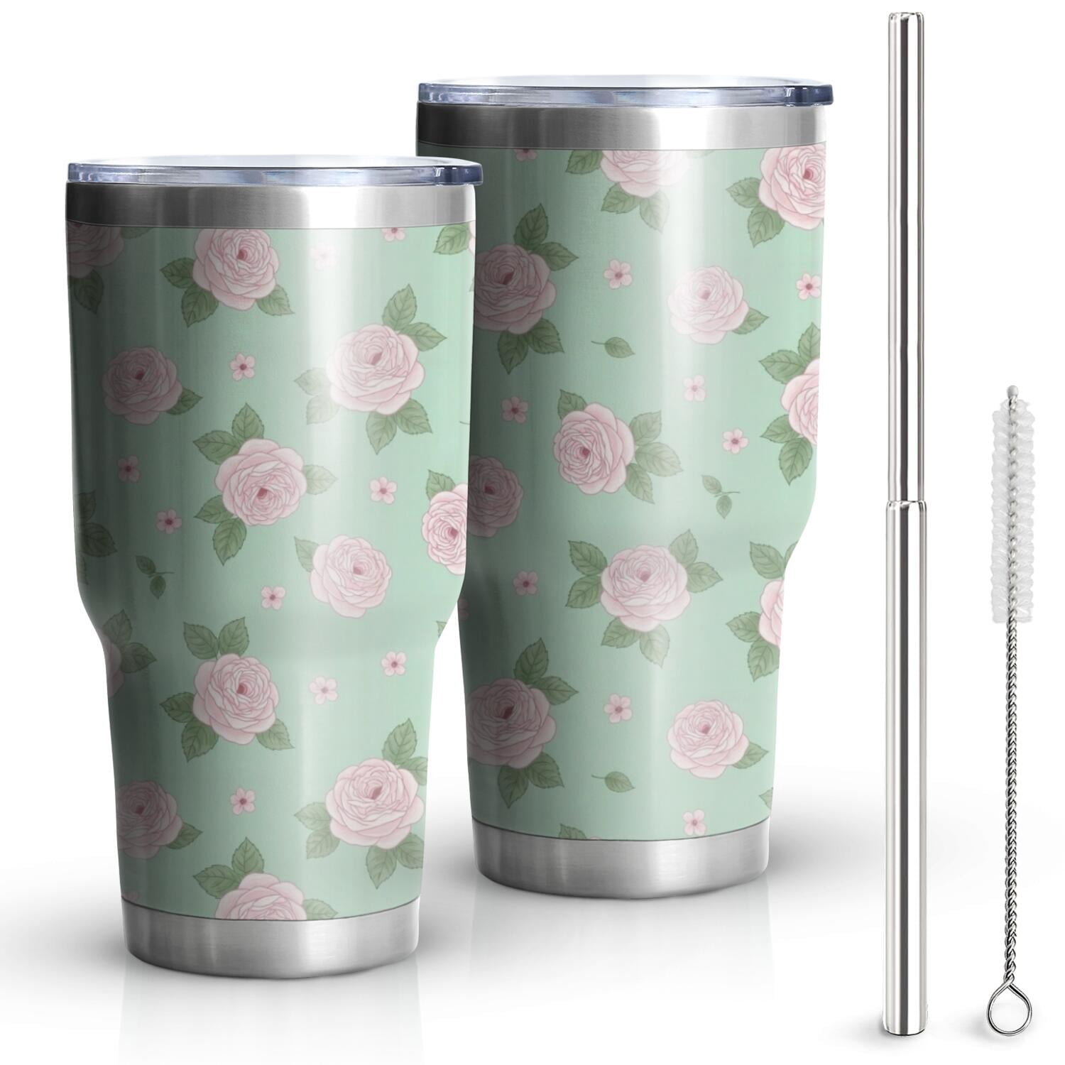 30oz Pioneer Flower Floral Print Pattern Tumbler, Double Wall Vacuum ...