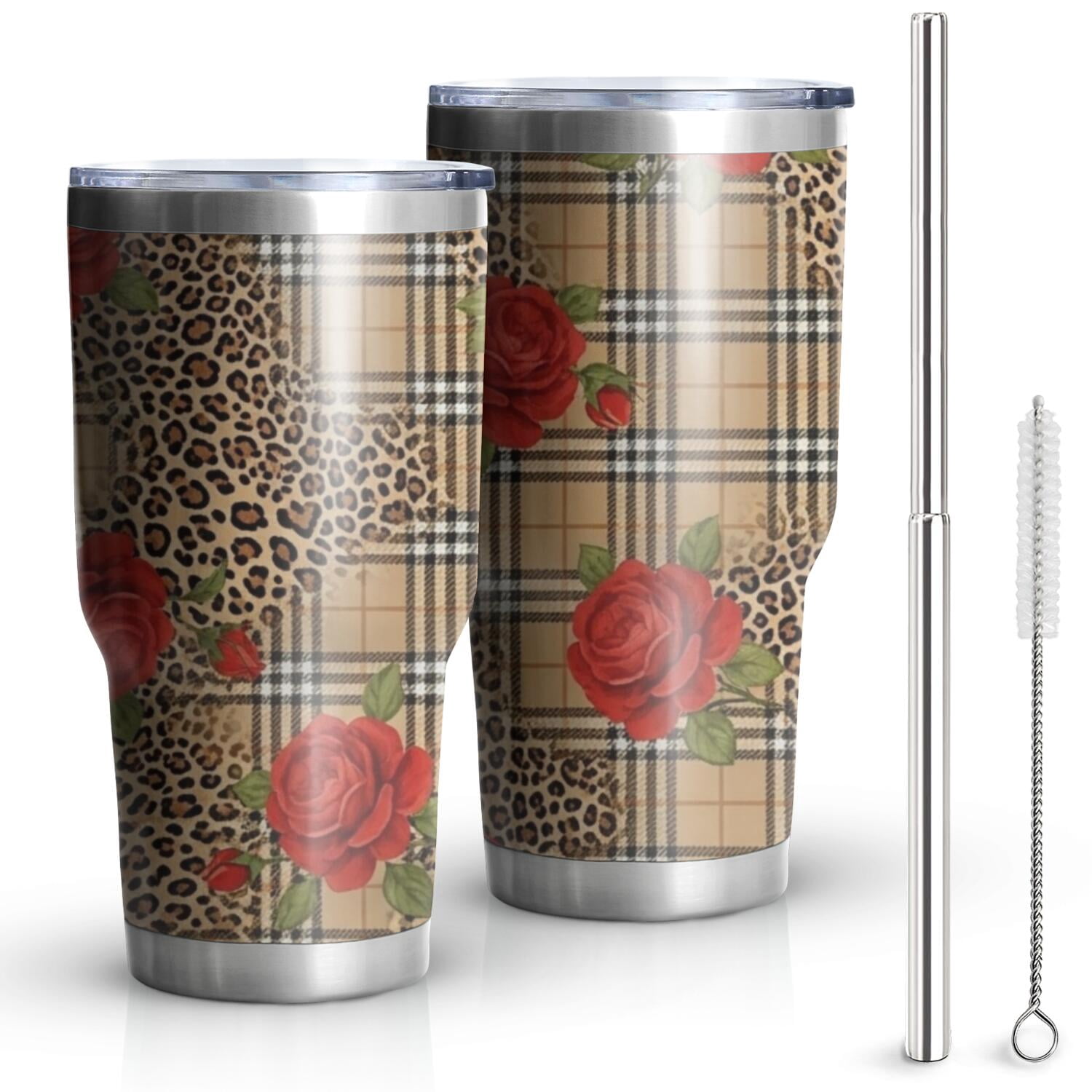 30oz Pioneer Flower Floral Print Pattern Tumbler, Double Wall Vacuum ...