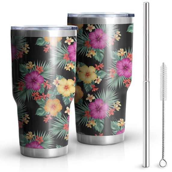 30oz Pioneer Flower Floral Print Pattern Tumbler, Double Wall Vacuum ...
