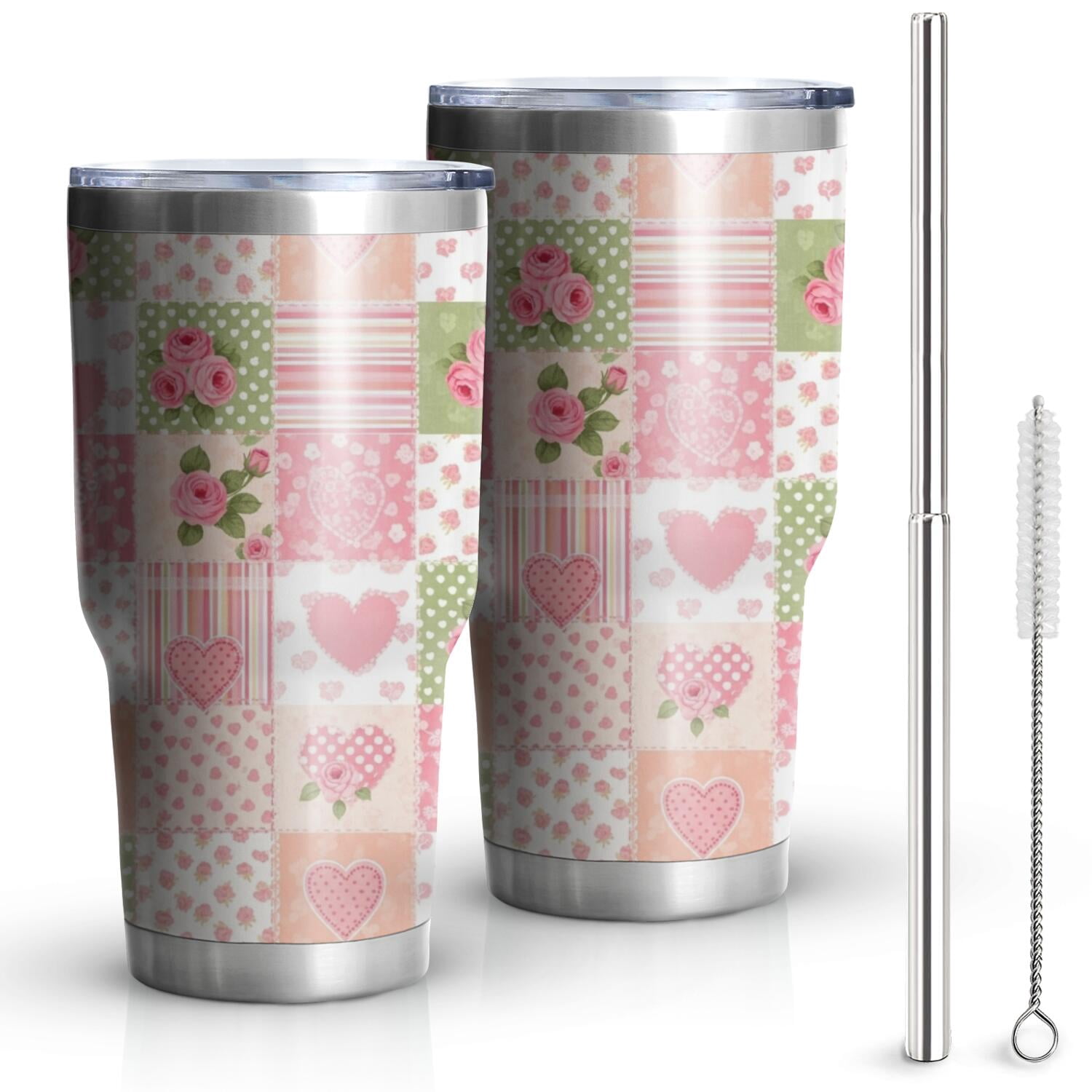 30oz Pioneer Flower Floral Print Pattern Tumbler, Double Wall Vacuum ...