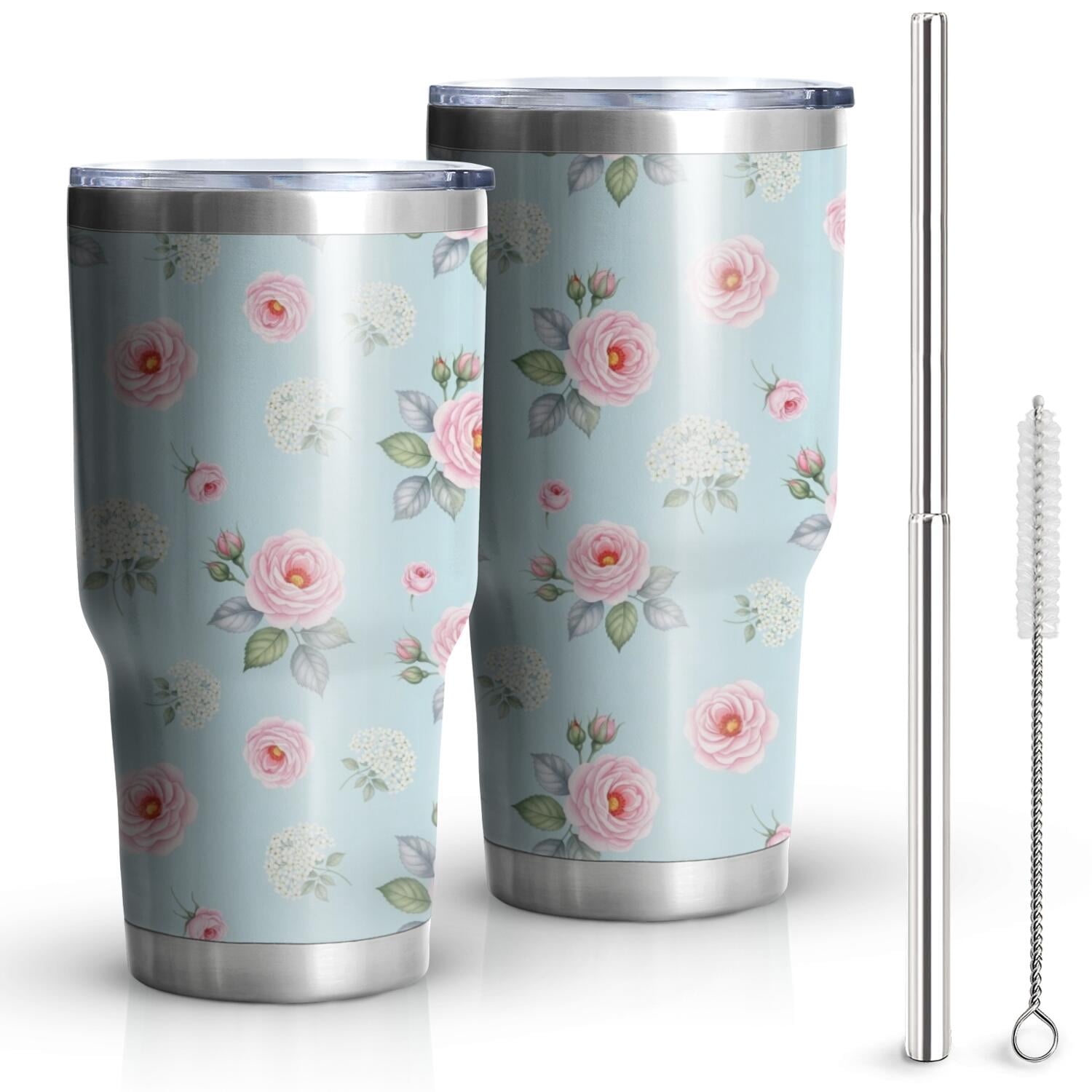 30oz Pioneer Flower Floral Print Pattern Tumbler, Double Wall Vacuum ...
