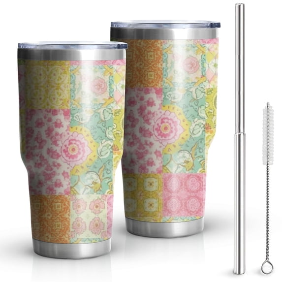 30oz Pioneer Flower Floral Print Pattern Tumbler, Double Wall Vacuum ...