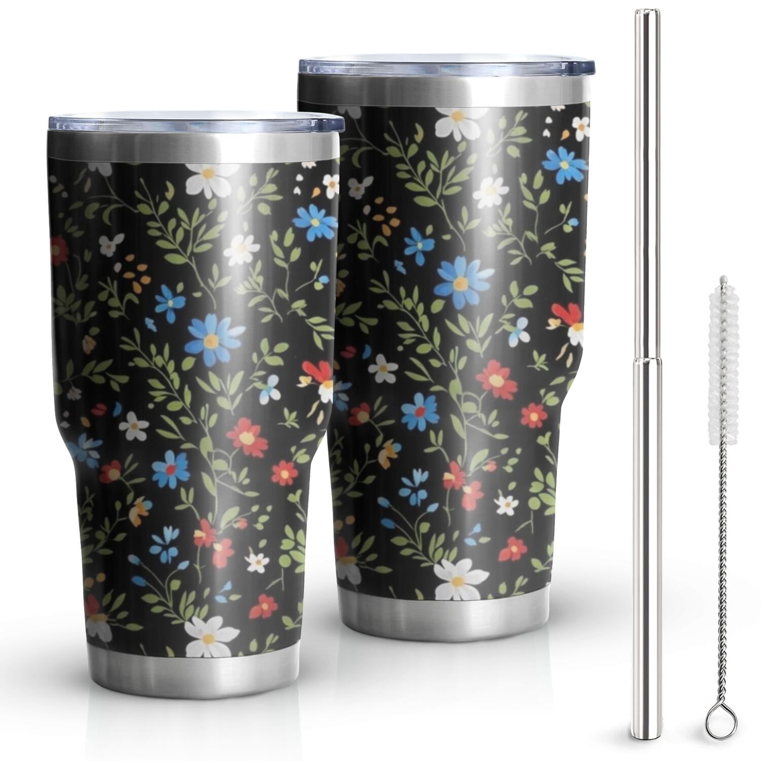 30oz Pioneer Flower Floral Print Pattern Tumbler, Double Wall Vacuum ...