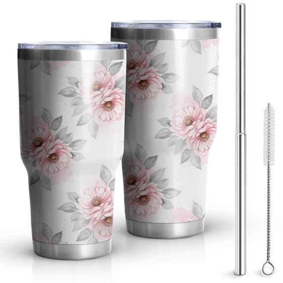 30oz Pioneer Flower Floral Print Pattern Tumbler, Double Wall Vacuum ...