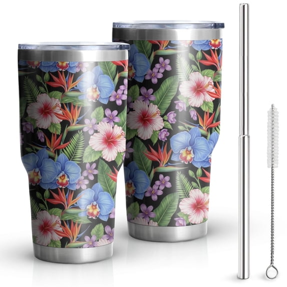 30oz Pioneer Flower Floral Print Pattern Tumbler, Double Wall Vacuum ...