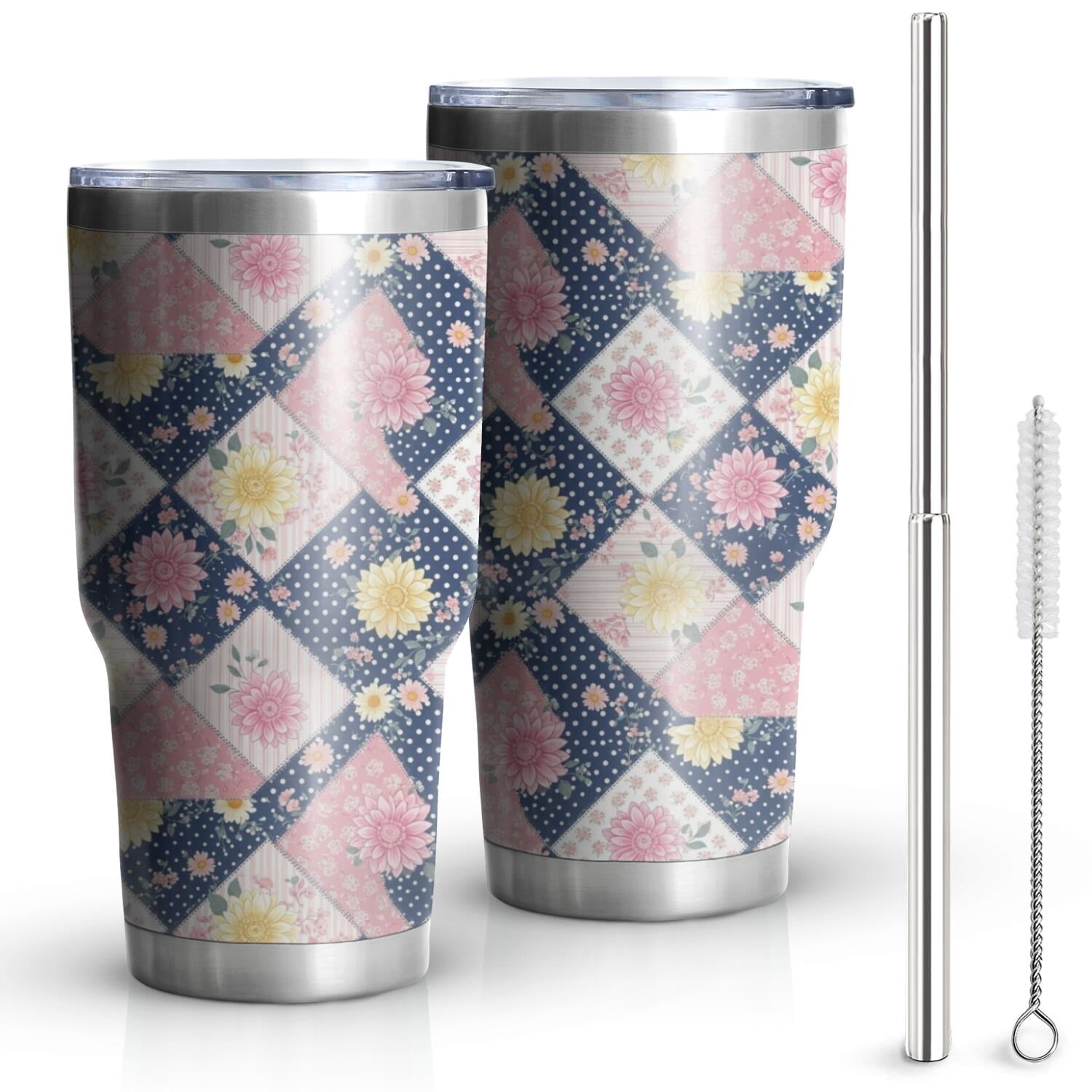 30oz Pioneer Flower Floral Print Pattern Tumbler, Double Wall Vacuum ...