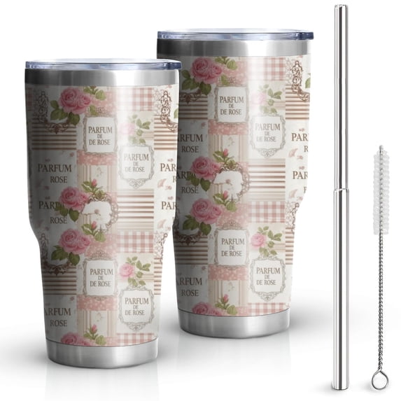 30oz Pioneer Flower Floral Print Pattern Tumbler, Double Wall Vacuum ...