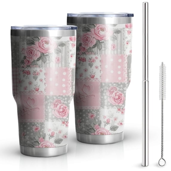 30oz Pioneer Flower Floral Print Pattern Tumbler, Double Wall Vacuum ...