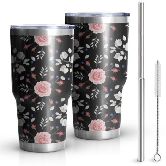 30oz Pioneer Flower Floral Print Pattern Tumbler, Double Wall Vacuum ...
