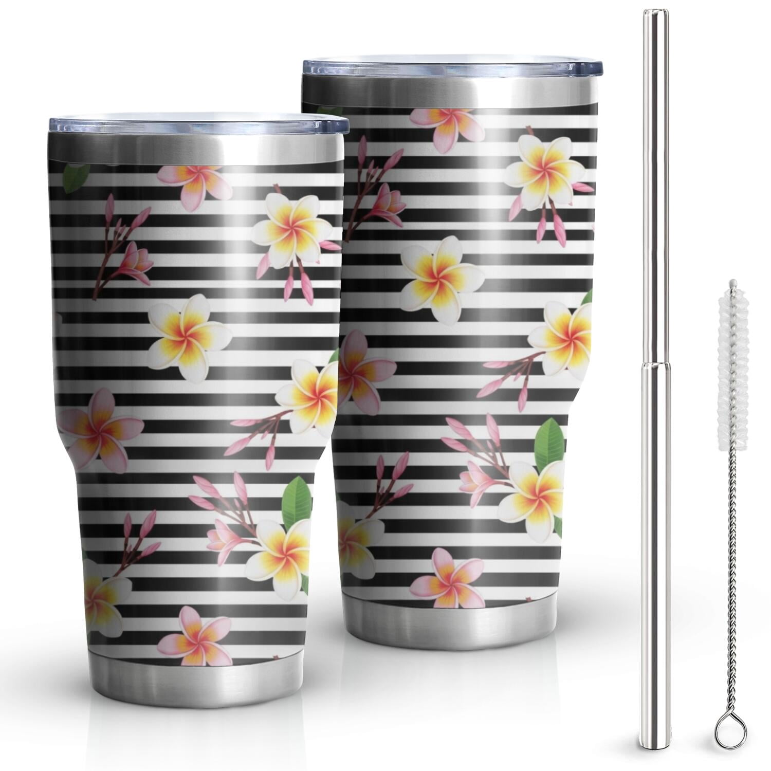 30oz Pioneer Flower Floral Print Pattern Tumbler, Double Wall Vacuum ...