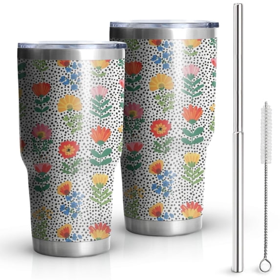 30oz Pioneer Flower Floral Print Pattern Tumbler, Double Wall Vacuum ...