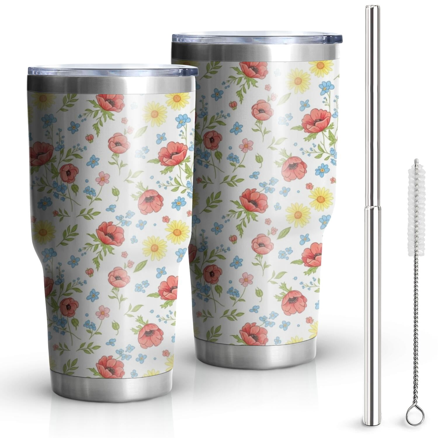 30oz Pioneer Flower Floral Print Pattern Tumbler, Double Wall Vacuum ...