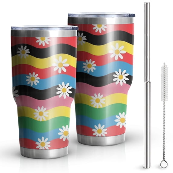 30oz Pioneer Flower Floral Print Pattern Tumbler, Double Wall Vacuum ...