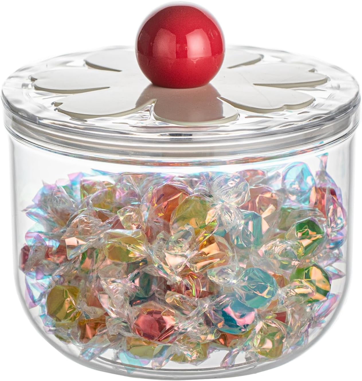 30oz Plastic Candy Dish with Airti ht Lid for Office Desk, Clear Food ...