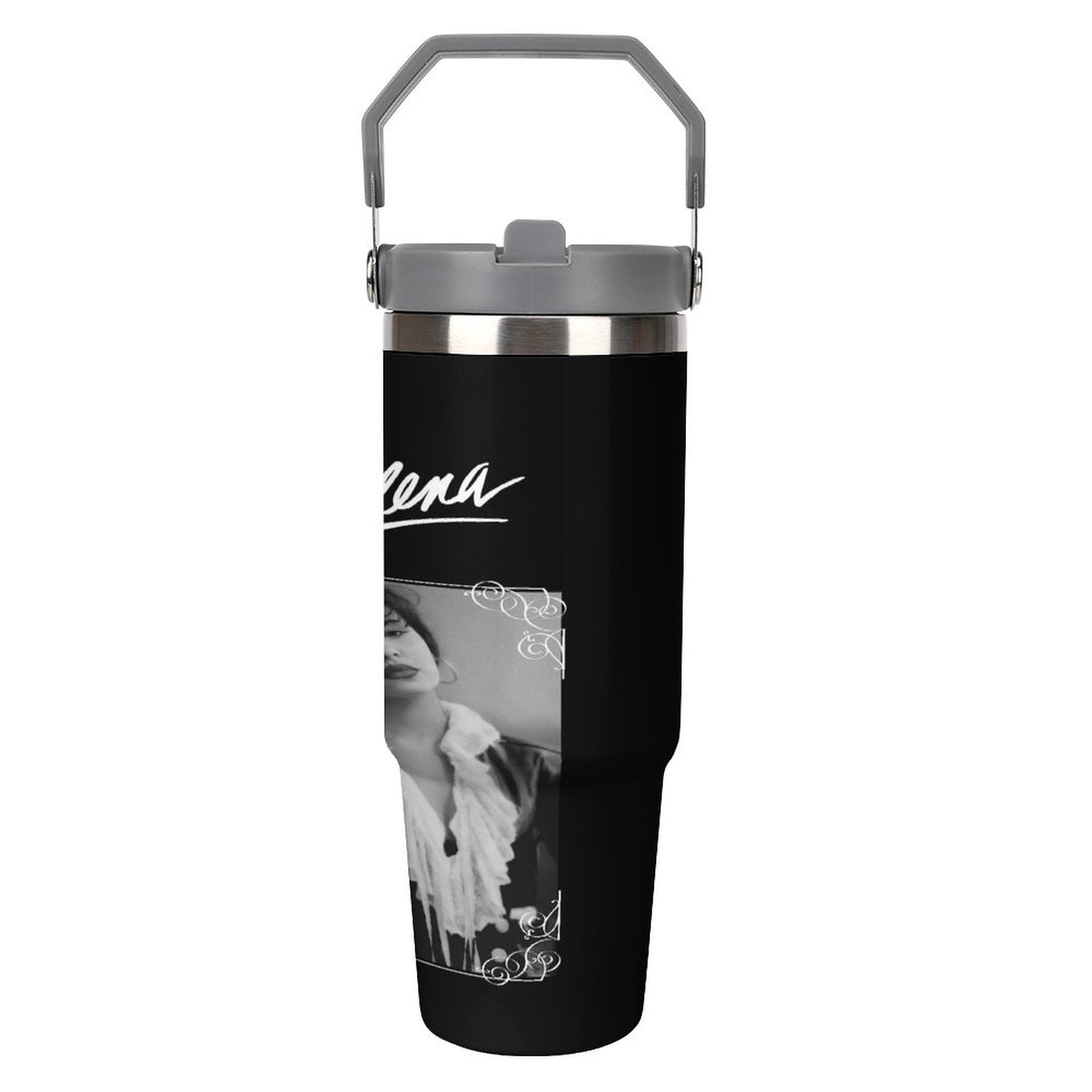 30oz Selena Quintanilla Tumbler with Top Handle and Straw Lid Stainless ...