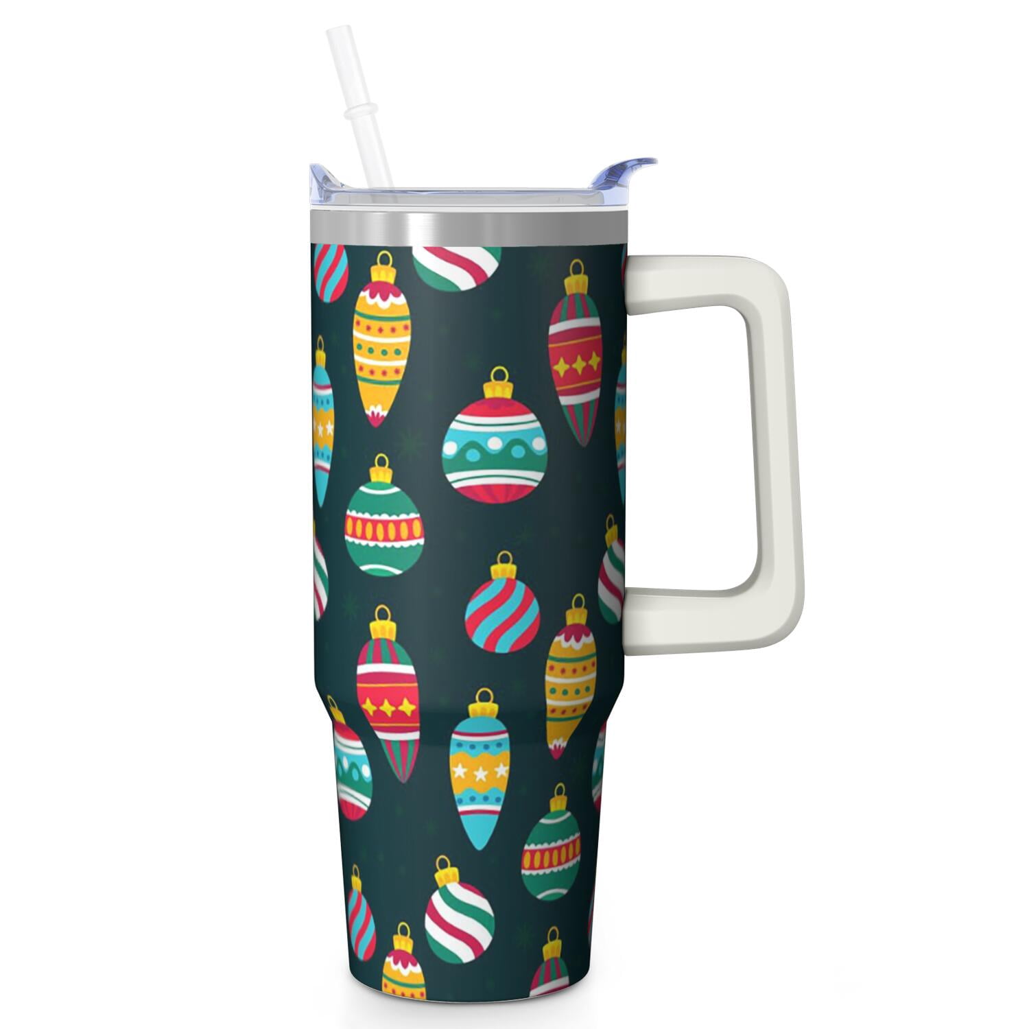 30oz Snowflakes Tumbler with Lid and Straw Christmas Stainless Steel ...