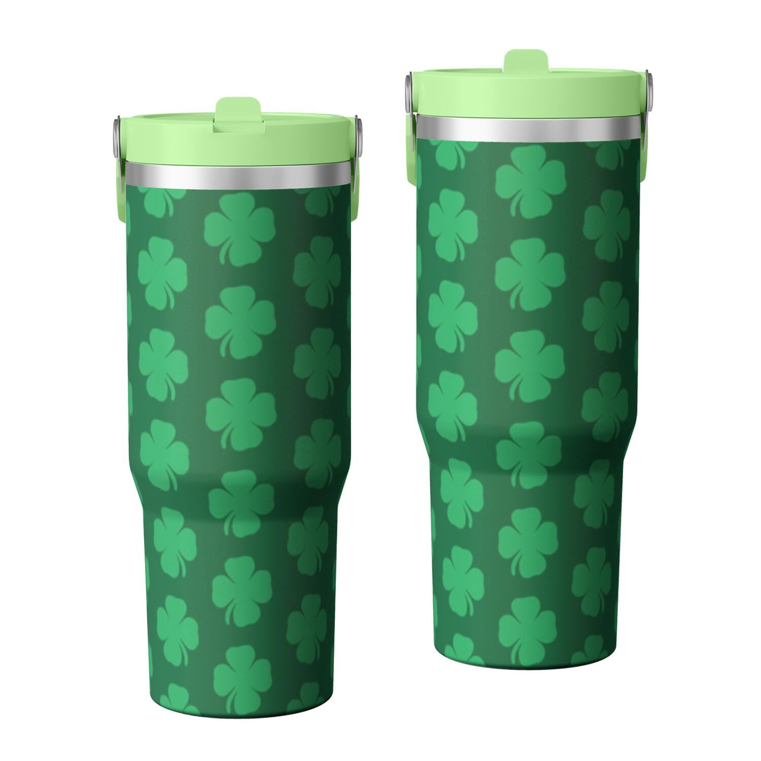 30oz St Patrick's Day Stainless Steel Tumbler with Lid and Straw,Four ...