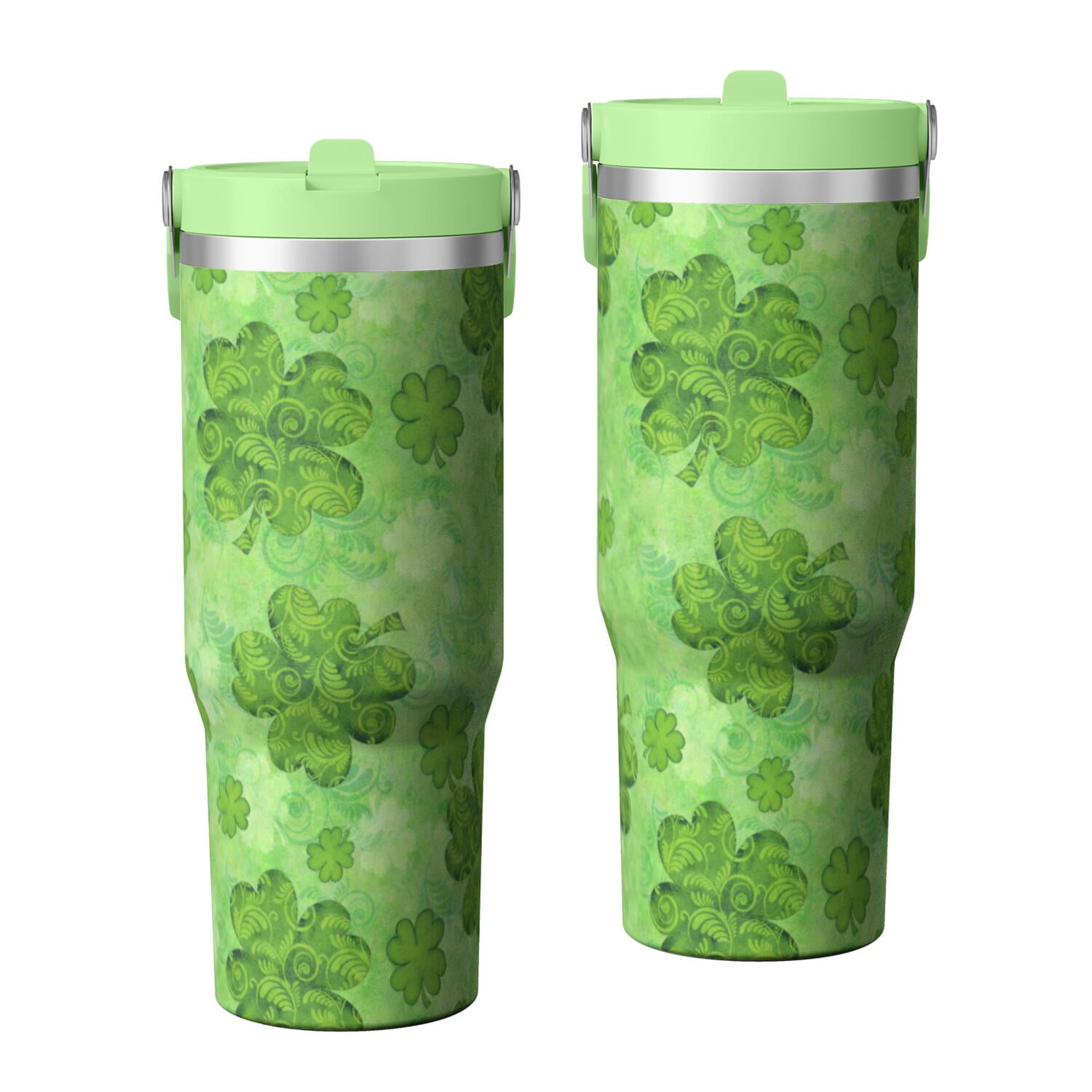 30oz St Patrick's Day Stainless Steel Tumbler with Lid and Straw,Green ...