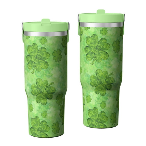 30oz St Patrick's Day Stainless Steel Tumbler with Lid and Straw,Green ...