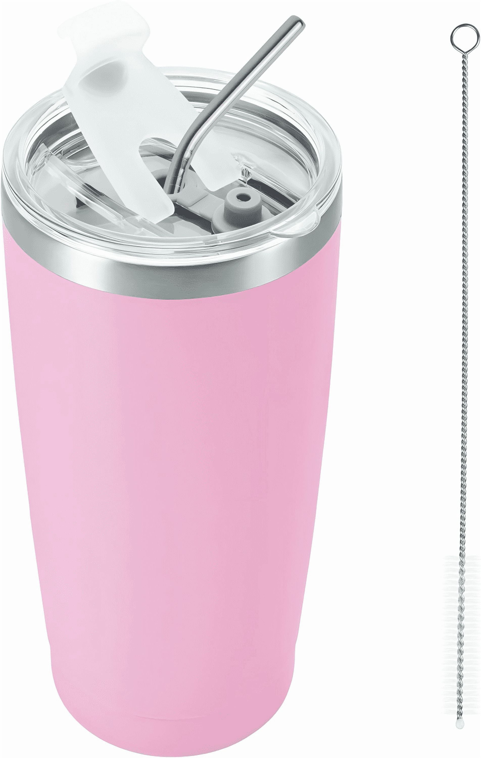 30oz Stainless Steel Tumbler with Lid and Metal Straw, Double Wall ...