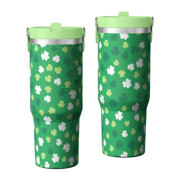 30oz Stainless Steel Tumbler with Lid and Straw,Green St. Patrick's Day ...