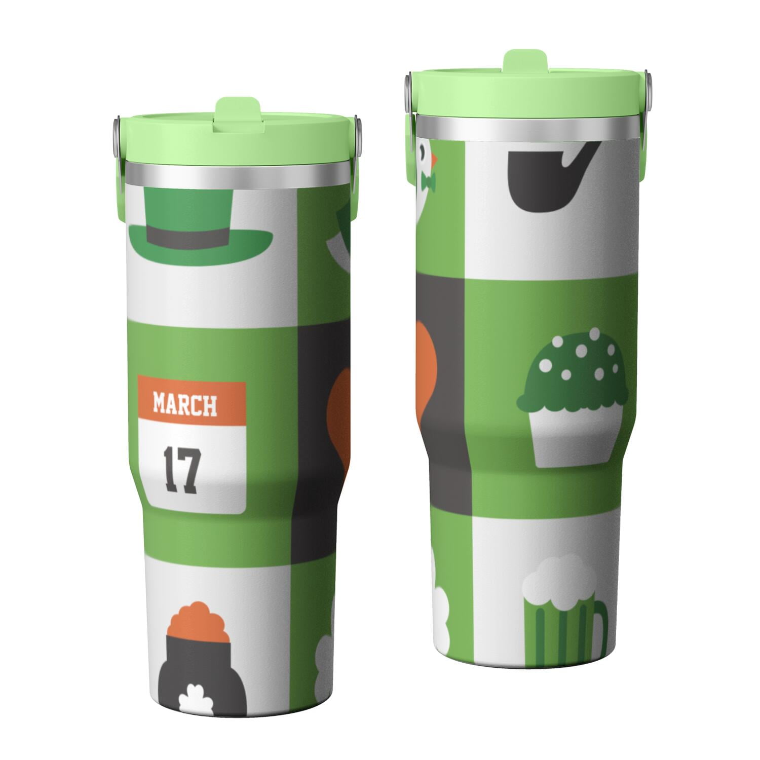 30oz Stainless Steel Tumbler with Lid and Straw,Happy Saint St Patrick ...