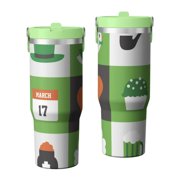 30oz Stainless Steel Tumbler with Lid and Straw,Happy Saint St Patrick ...
