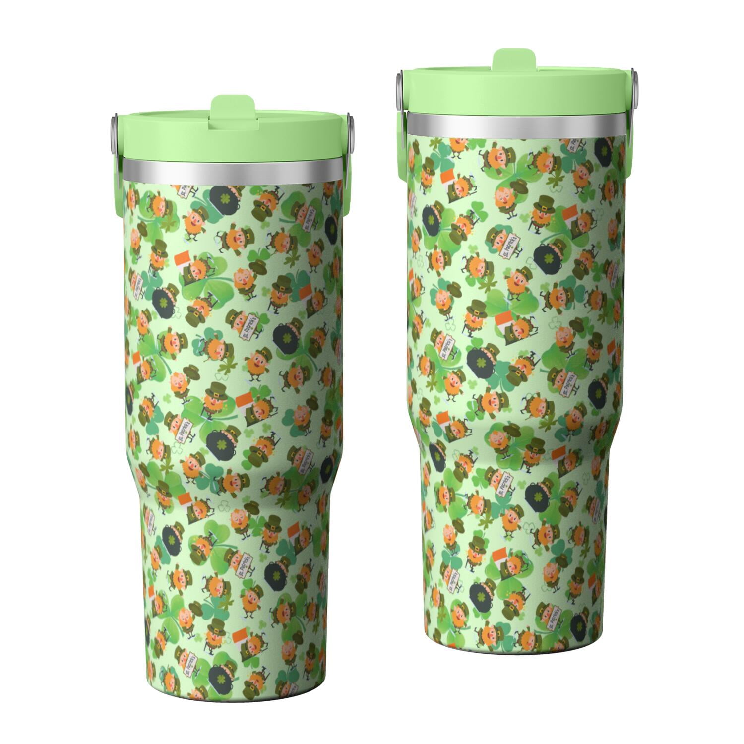 30oz Stainless Steel Tumbler with Lid and Straw,Happy St. Patrick's Day ...