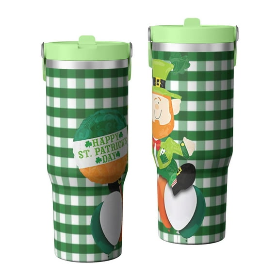 30oz Stainless Steel Tumbler with Lid and Straw,St. Patrick's Day ...
