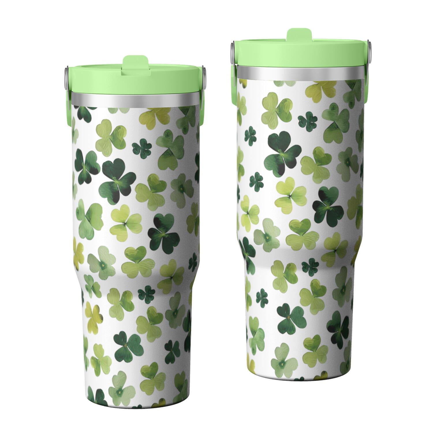30oz Stainless Steel Tumbler with Lid and Straw,St Patrick's Day Double ...