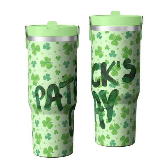 30oz Stainless Steel Tumbler with Lid and Straw,St. Patrick's Day ...