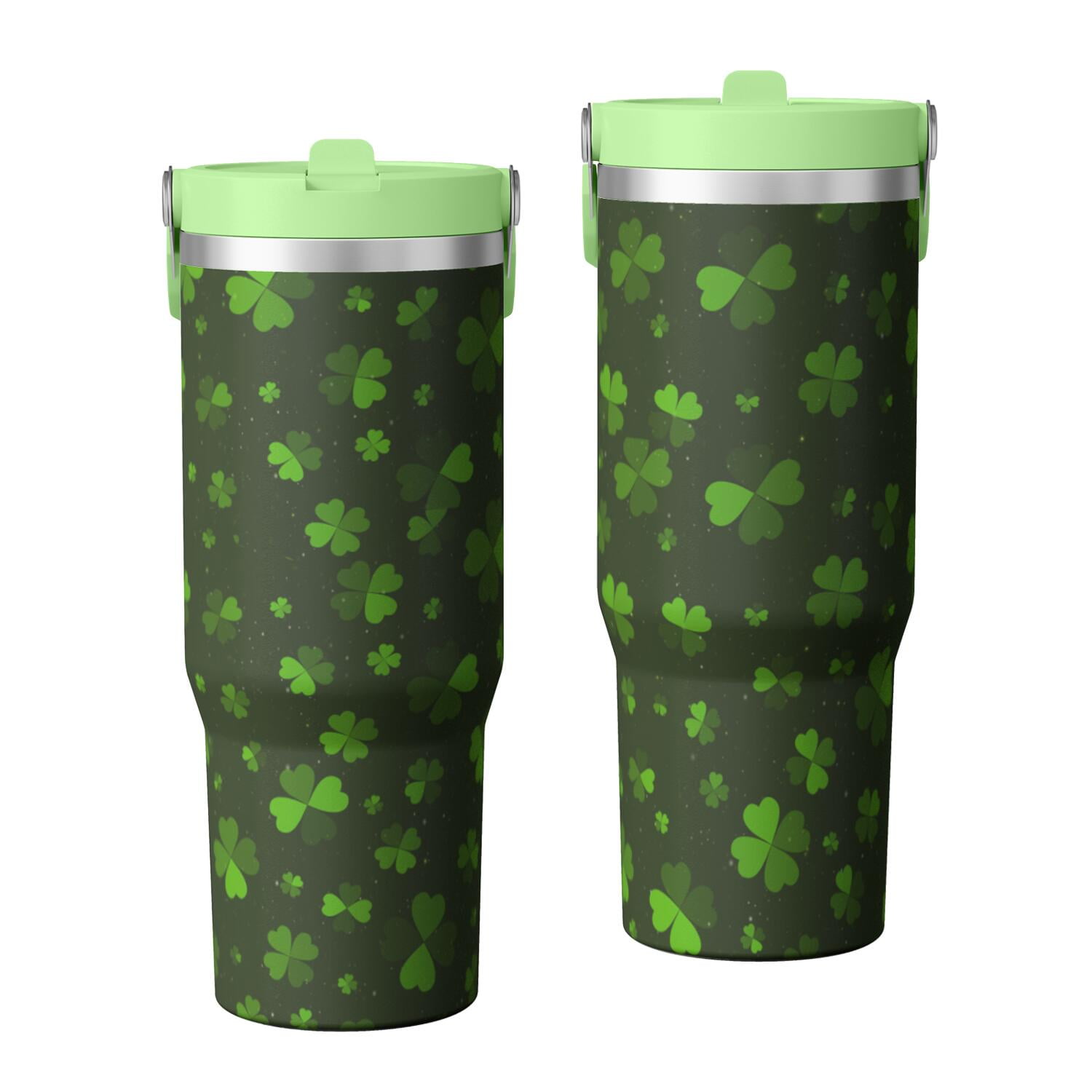 30oz Stainless Steel Tumbler with Lid and Straw,St Patrick's Day Double ...