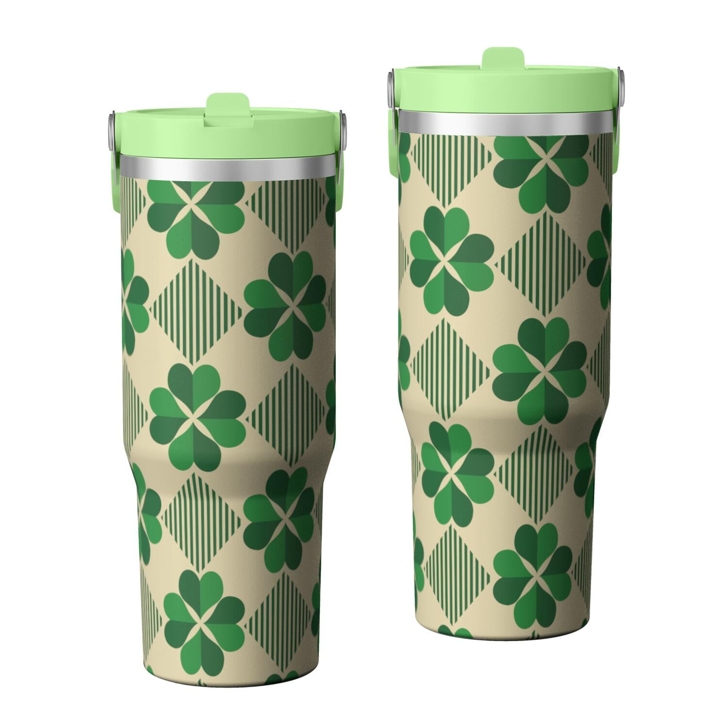 30oz Stainless Steel Tumbler with Lid and Straw,St Patrick's Day Double ...