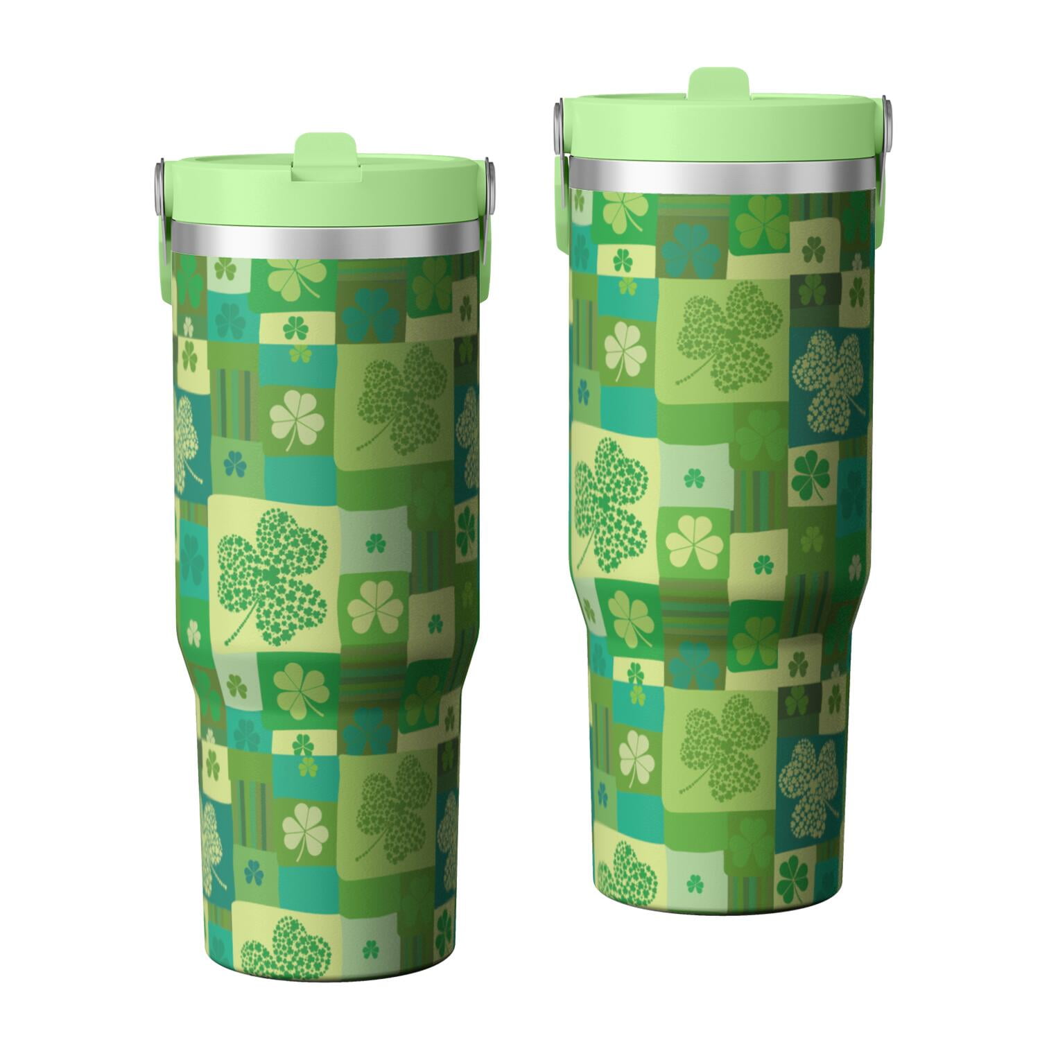 30oz Stainless Steel Tumbler with Lid and Straw,St Patrick's Day Double ...