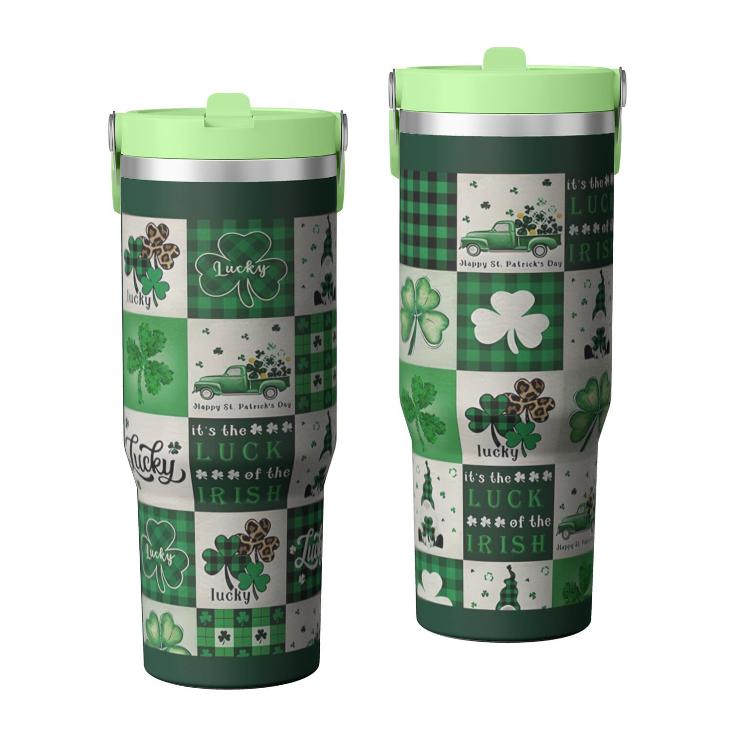 30oz Stainless Steel Tumbler with Lid and Straw,St Patrick's Day ...