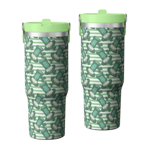 30oz Stainless Steel Tumbler with Lid and Straw,St Patrick's Day Magic ...