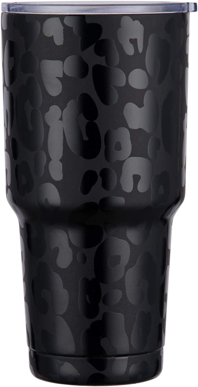 30oz Stainless Steel Tumbler,Matte Black Leopard Cheetah Print ...