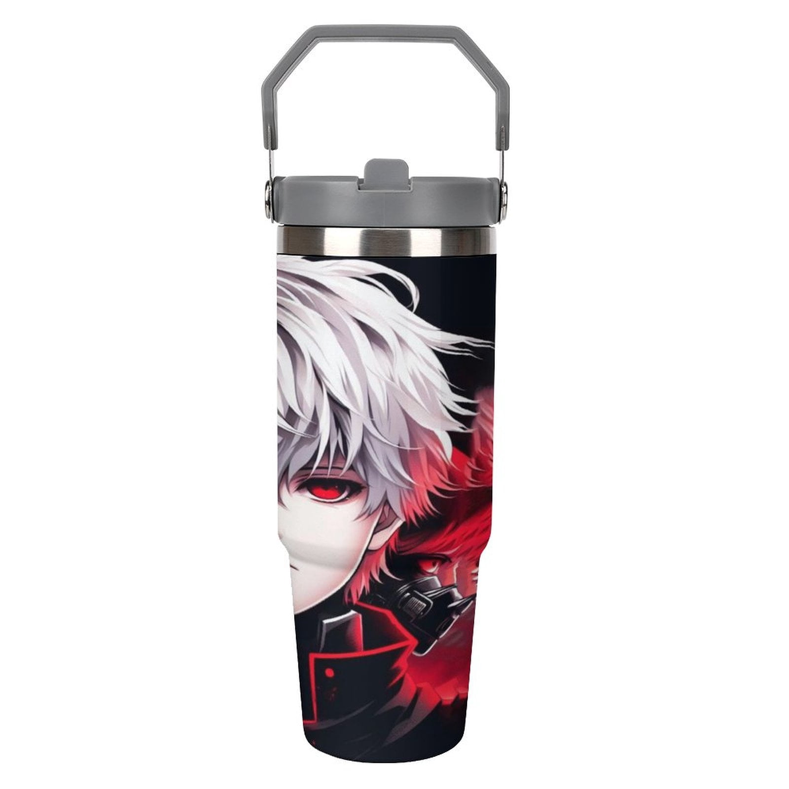 30oz Tokyo Ghoul Tumbler with Top Handle and Straw Lid Stainless Steel ...