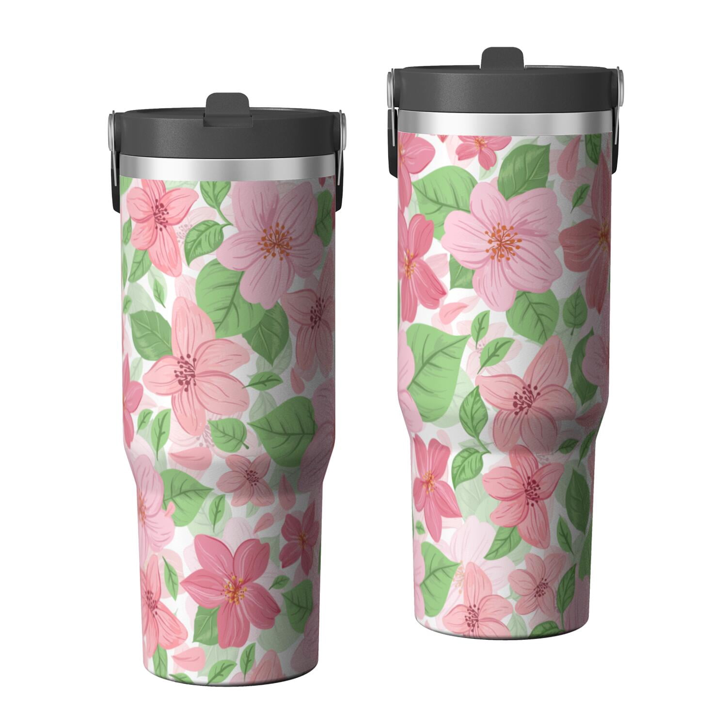 30oz Tumbler with Handle, Insulated Stainless Steel Cup with Flip Straw ...