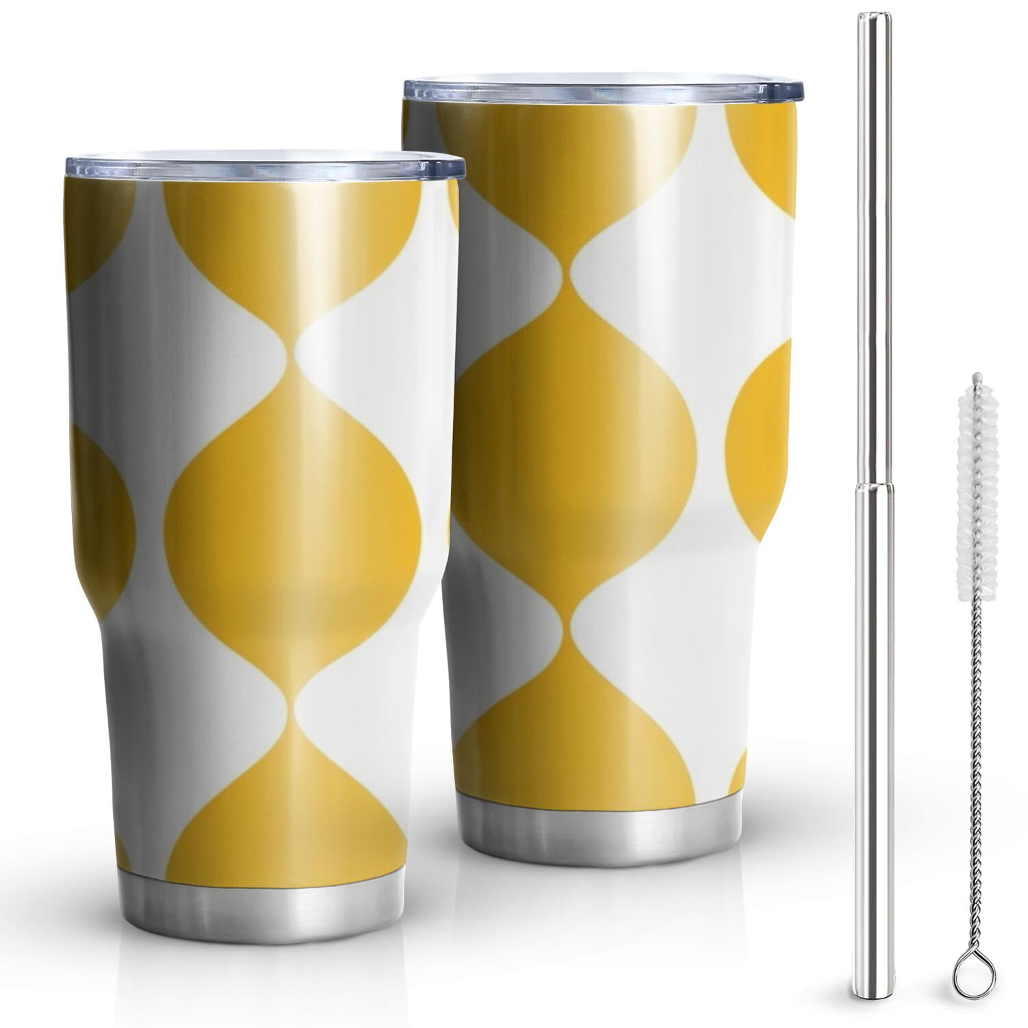 30oz Yellow Modern Art Geometric Tumblers Stainless Steel Tumbler with ...