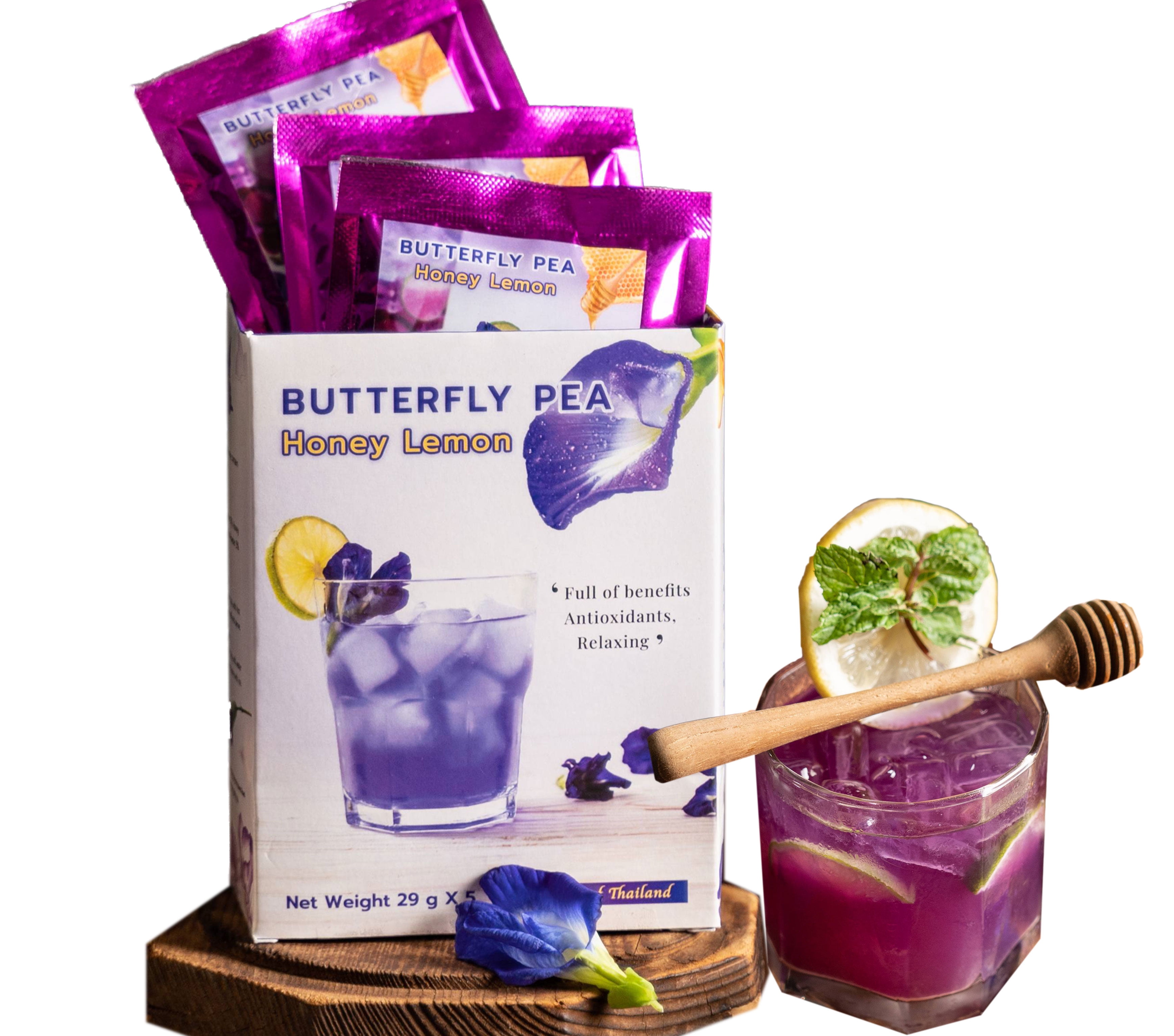 30packs x 1.76oz/5 Sachets Honey Lemon Butterfly Pea Tea Mix Instant ...