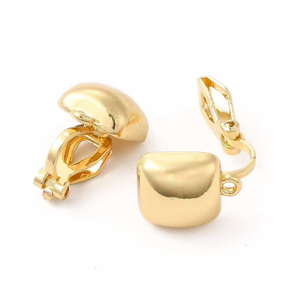 30pc Alloy Clip-on Earring Findings with Horizontal Loops Square Golden ...