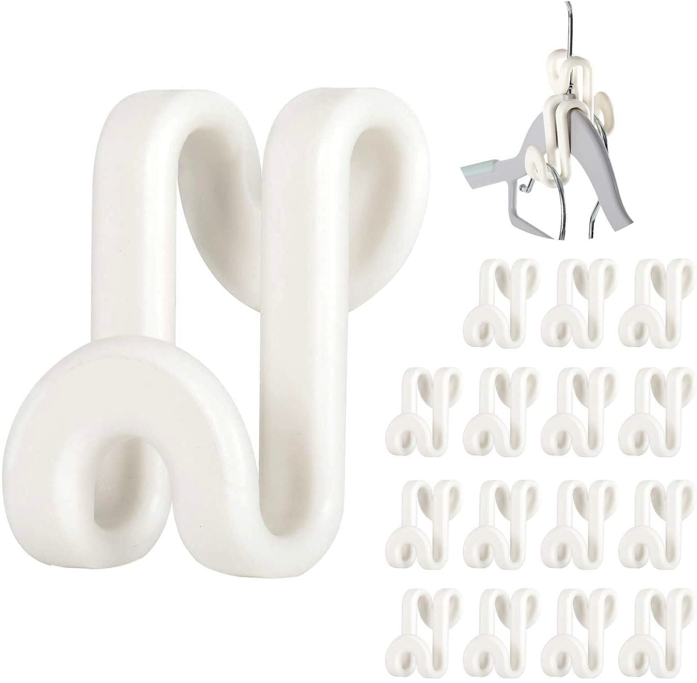 30pc Clothes Hanger Connector Hooks, White Clothes Hanger Organizer ...
